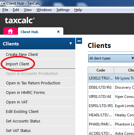 How do I import a client from TaxCalc 2012? - Knowledge Base - TaxCalc