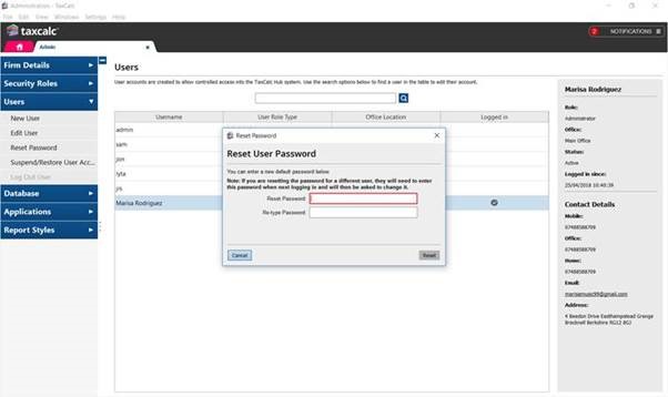 How do I change the password for a user? - Knowledge Base - TaxCalc