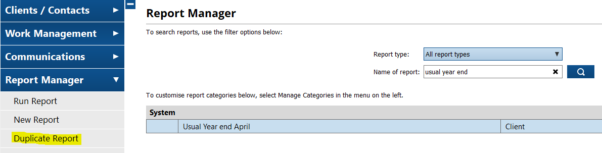 Report Manager - Usual Year End Report - Knowledge Base - TaxCalc
